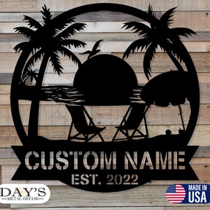 Tropical Themed Personalized Metal Sign - Outdoor Metal Sign - Beach ...