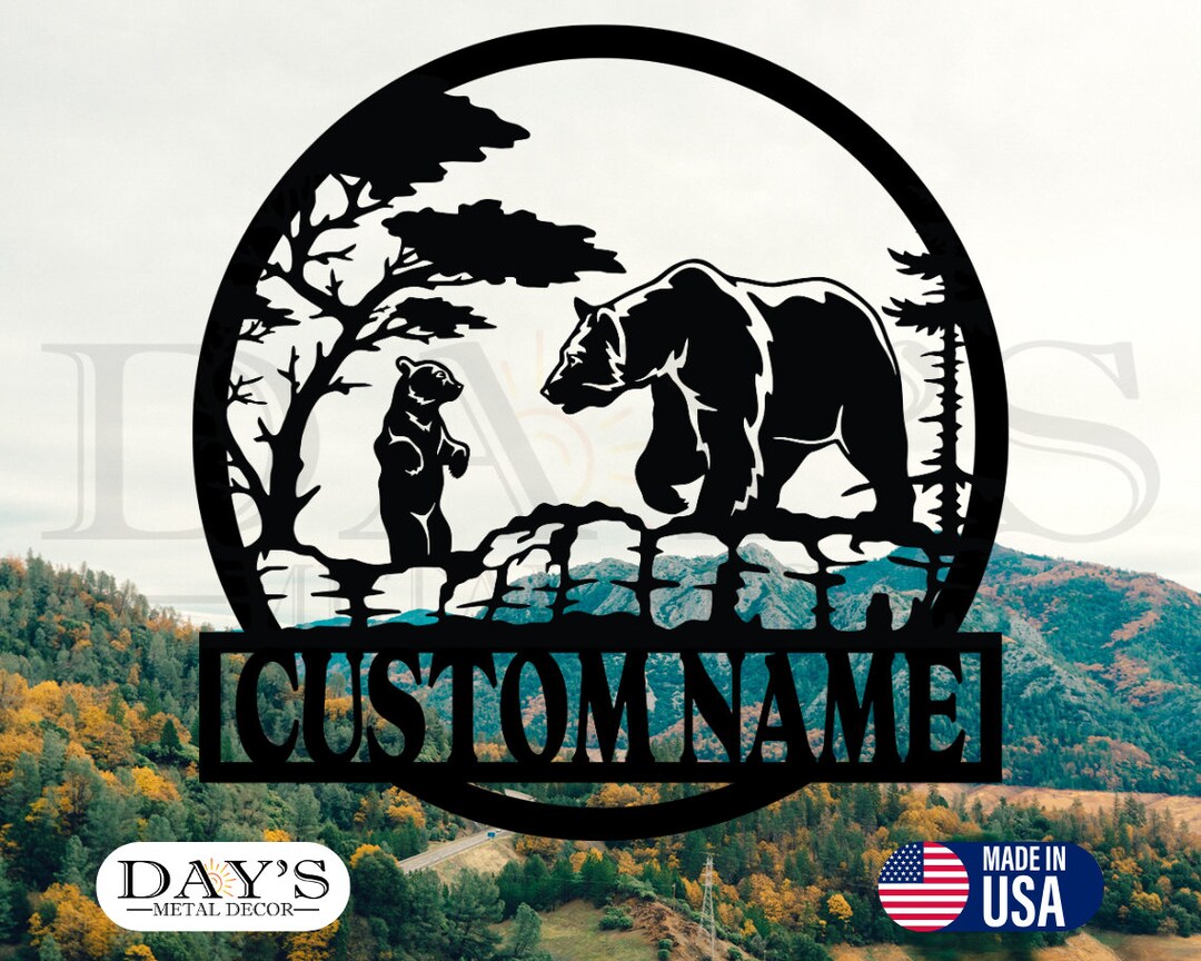 Personalized Bear Metal Sign, Personalized Bear Sign, Metal Sign, Bear ...