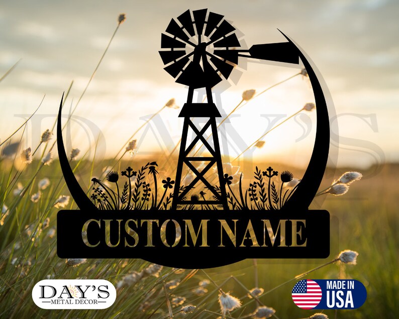 Windmill Farmer Personalized Metal Sign Metal Farm Sign - Etsy