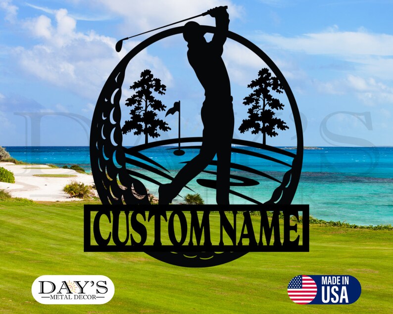 Men's Golf Personalized Monogram Metal Sign Wall Art - Etsy