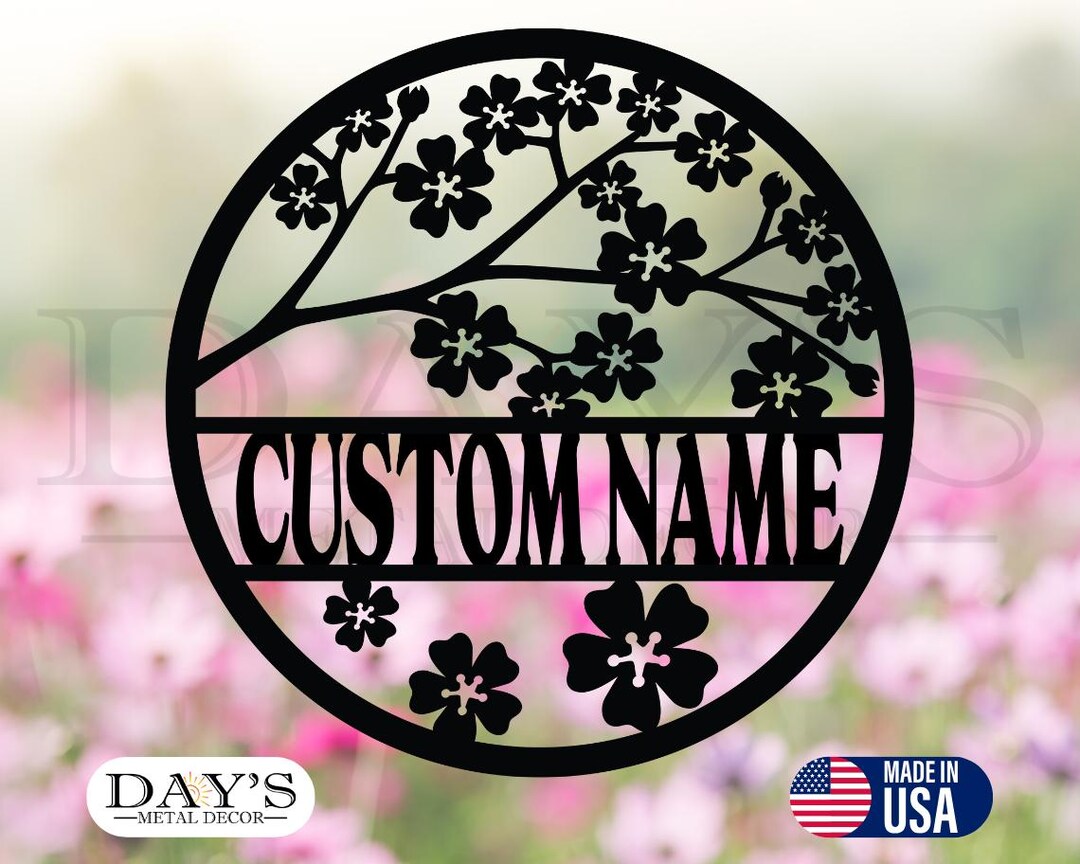 Cherry Blossom Sign, Flower Metal Sign, Outdoor Metal Signs, Home Decor ...