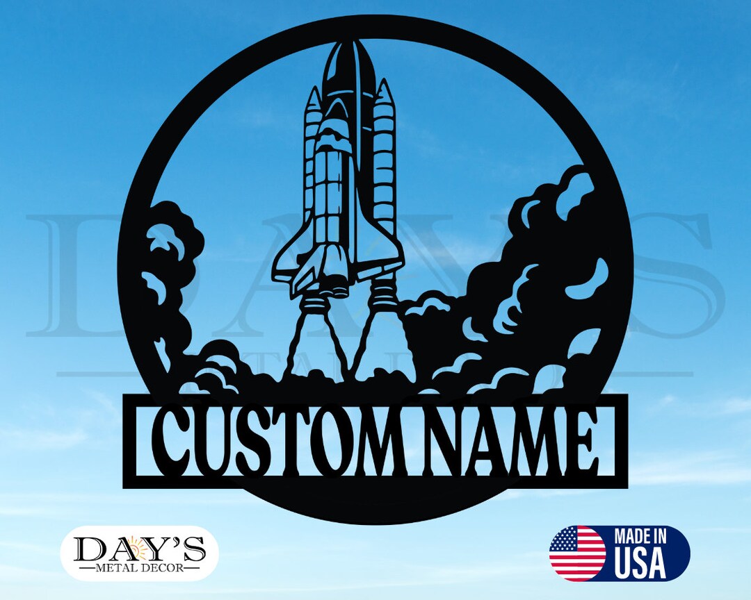 Space Shuttle Personalized Metal Sign, Rocket Ship Name Sign, Metal ...