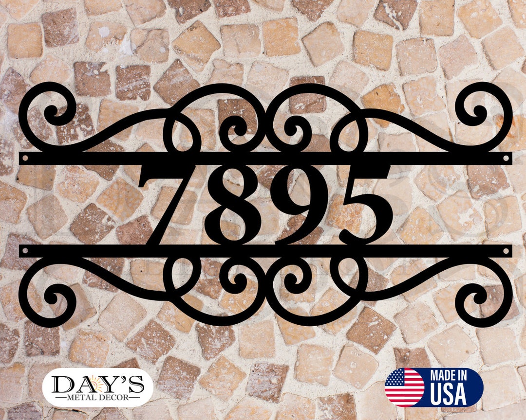 Personalized Scroll House Numbers Metal Sign - Etsy