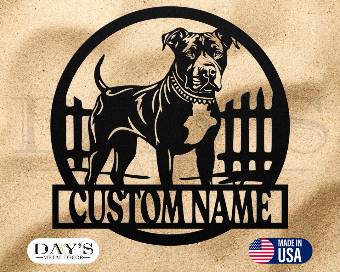 Pitbull Personalized Metal Sign, Indoor Sign, Outdoor Sign, Metal Signs ...