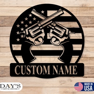 USA Custom Revolvers Metal Wall Art - Personalized Revolvers Name Sign ...