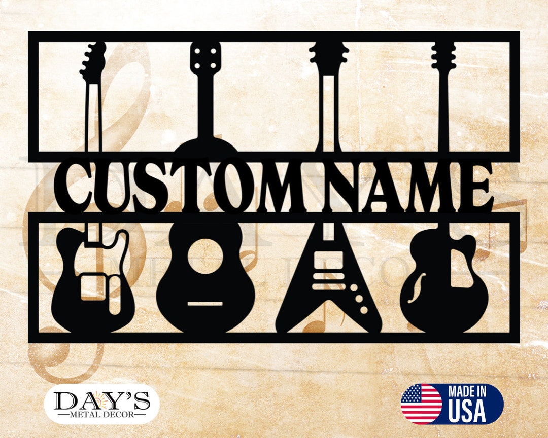 Guitars Personalized Metal Sign - Music Room Sign - Music Studio Sign ...