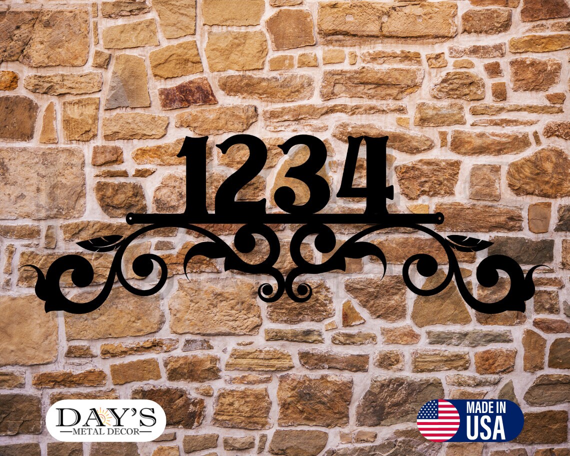 Personalized Scroll House Numbers Metal Sign - Etsy