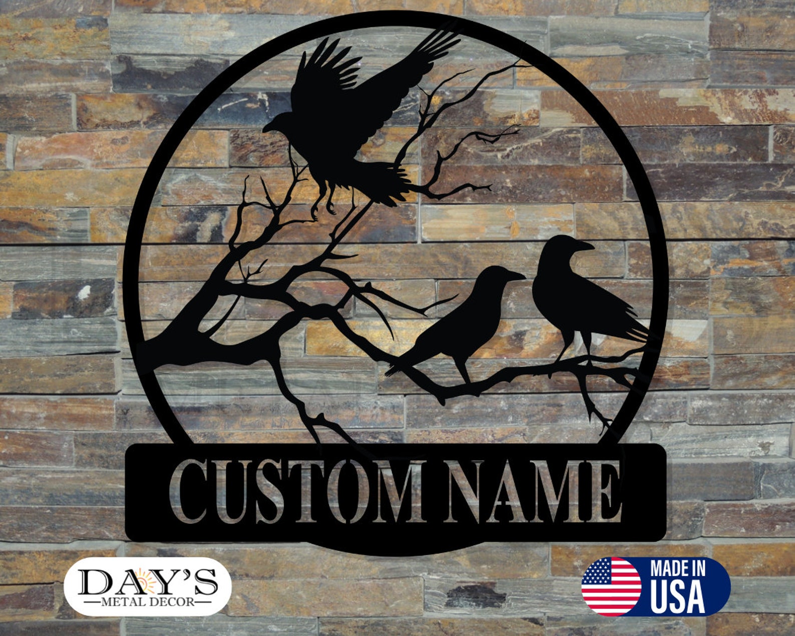 Personalized Black Crow Name Sign Decoration for Room Black - Etsy