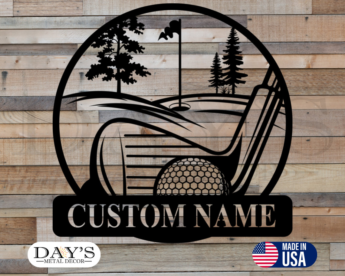 Men's Golf Personalized Monogram Metal Sign, Wall Art Decor, Sports ...