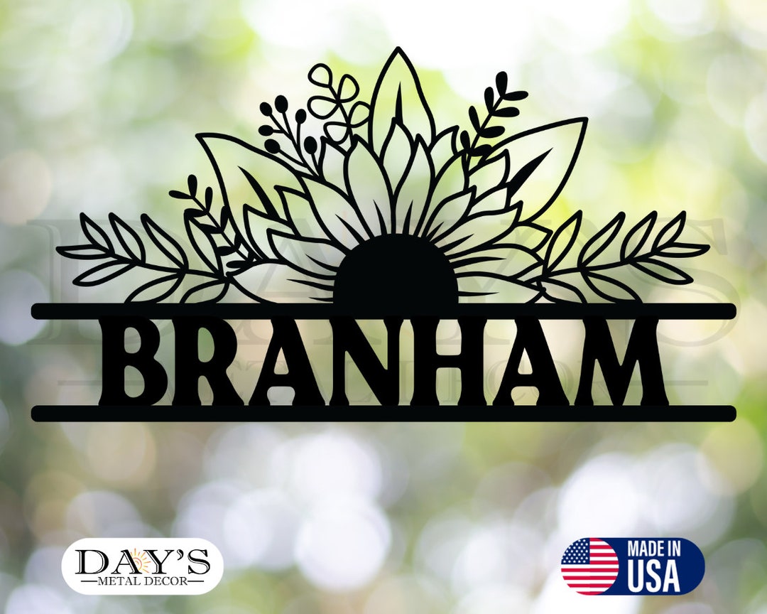 Sunflower Monogram Personalized Metal Sign, Metal Signs, Home Decor ...