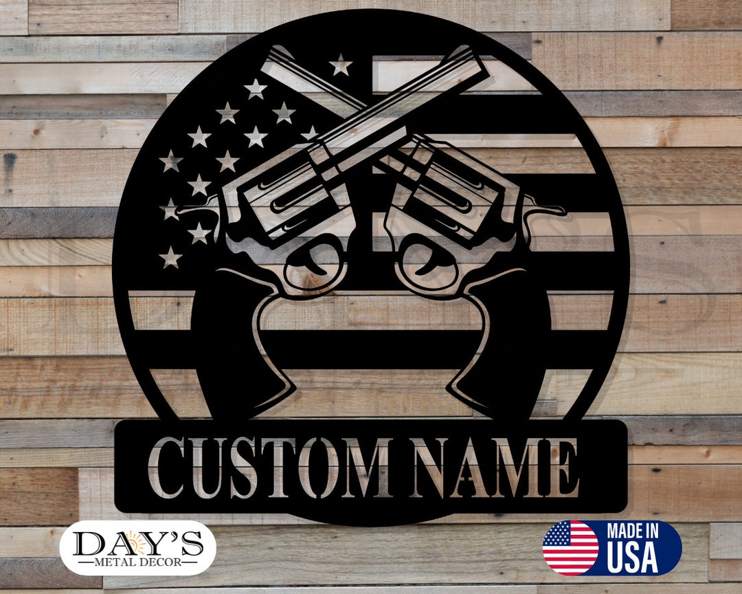 USA Custom Revolvers Metal Wall Art - Personalized Revolvers Name Sign ...
