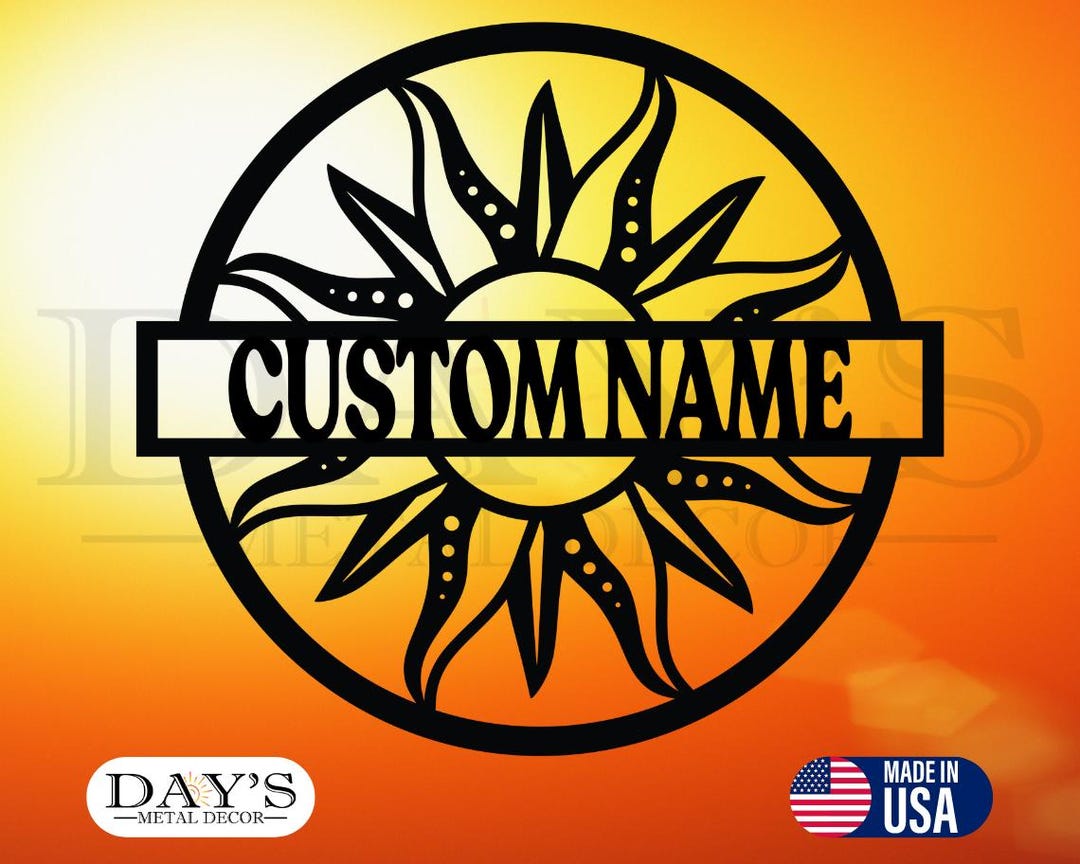 Personalized Sun Metal Sign - Custom Name Sun Wall Art - Outdoor Decor ...