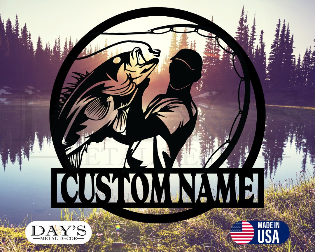 Fisherman Personalized Fishing Metal Sign, Personalized Signs, Metal ...