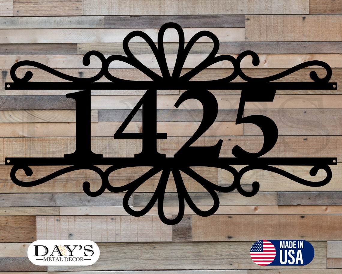 Personalized Scroll House Numbers Metal Sign - Etsy