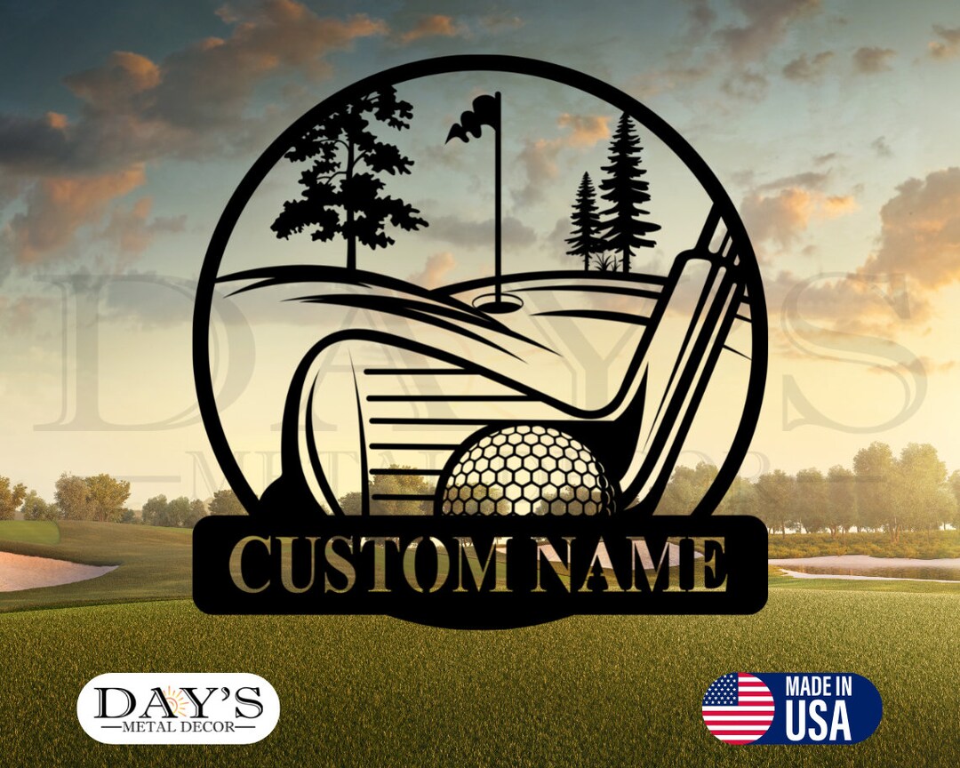 Men's Golf Personalized Monogram Metal Sign, Wall Art Decor, Sports ...