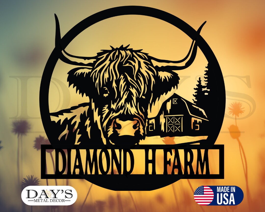 Highland Cow Personalized Metal Sign, Metal Signs, Farm Signs ...