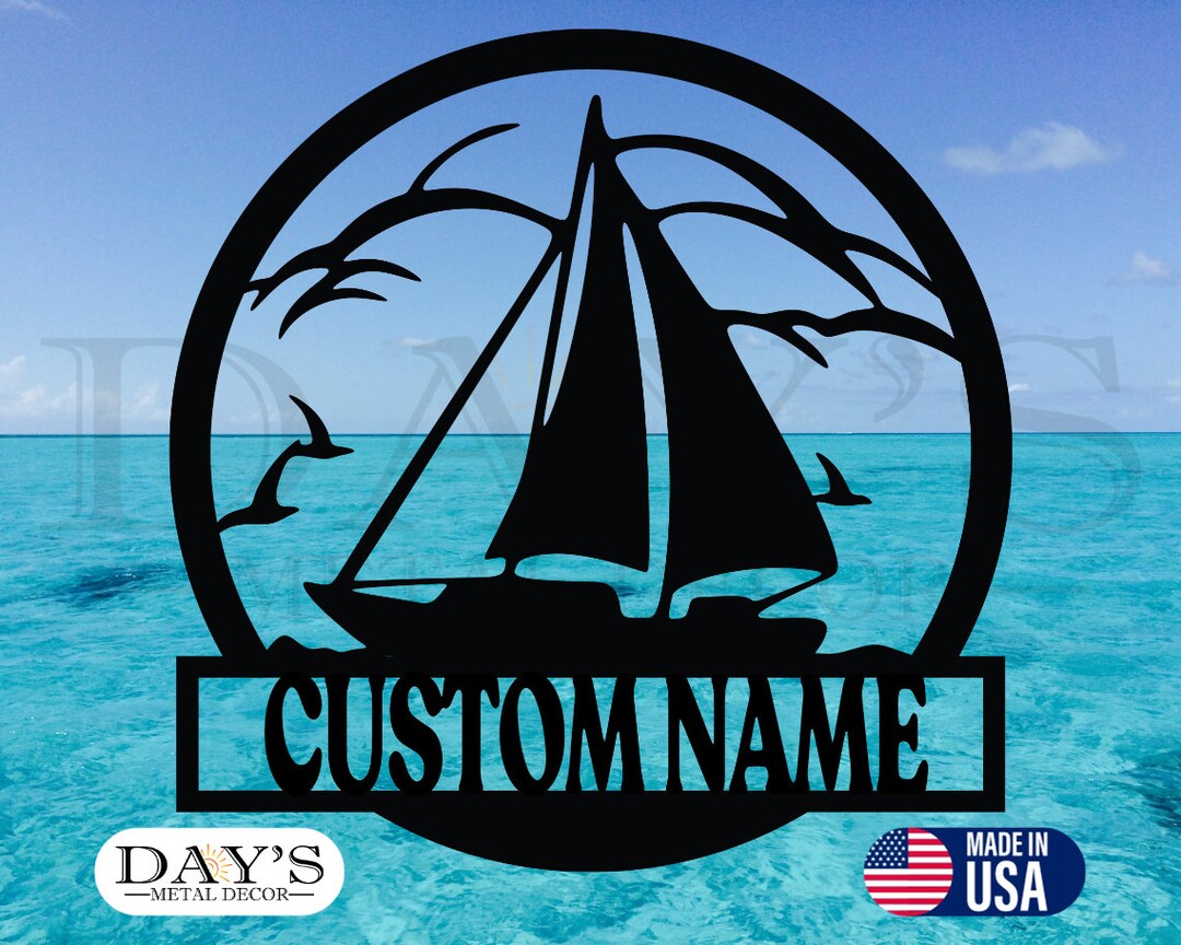 Sailboat Personalized Metal Sign, Sailboat, Personalized Sign, Sun ...
