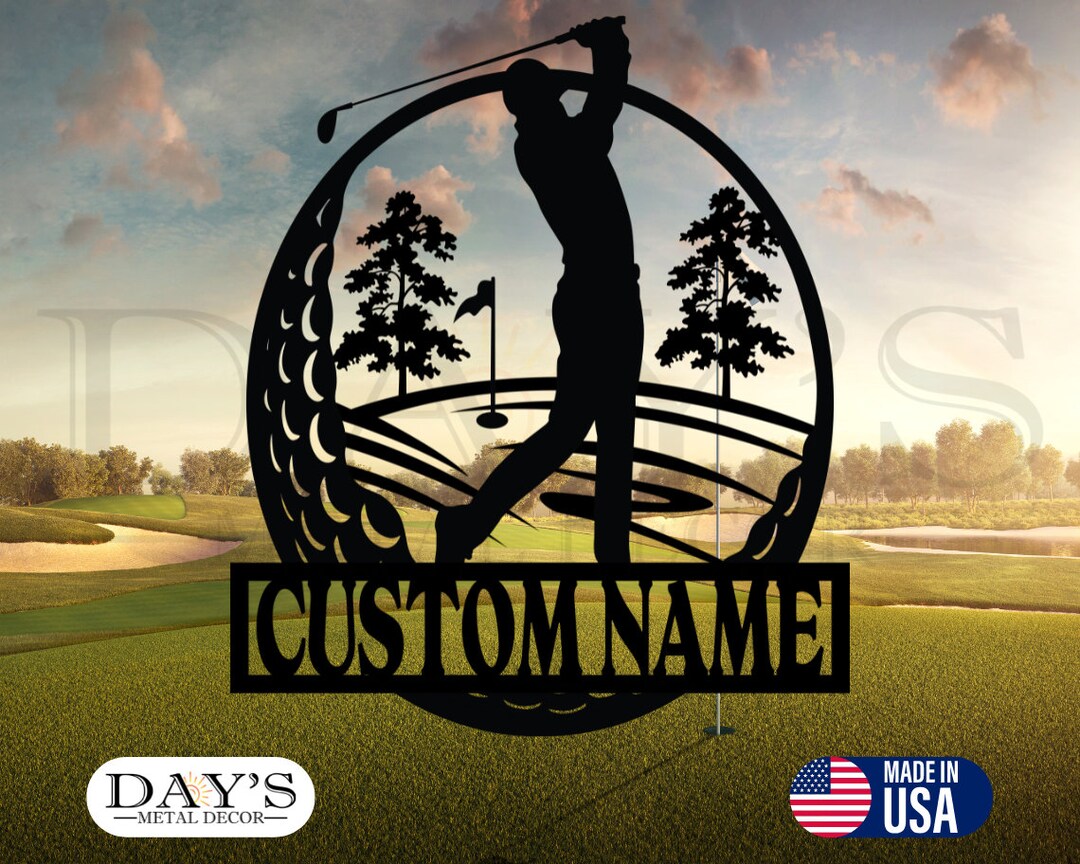 Men's Golf Personalized Monogram Metal Sign, Wall Art Decor, Sports ...