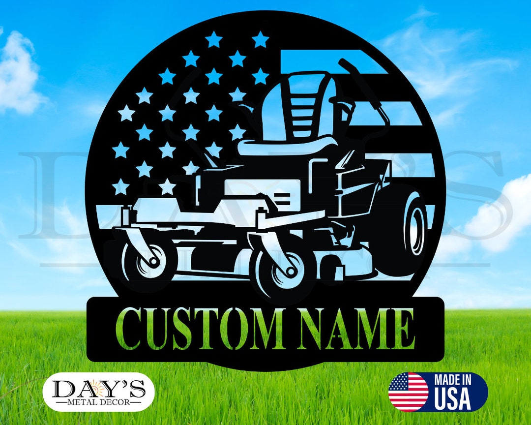Personalized Lawnmower Metal Sign, Landscape Company Personalized Metal ...