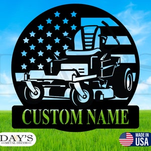Personalized Lawnmower Metal Sign, Landscape Company Personalized Metal ...