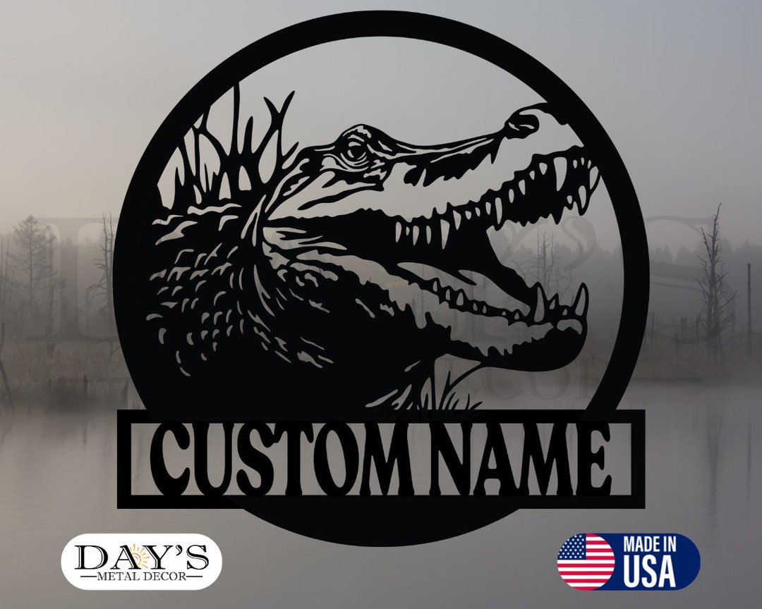 Alligator Personalized Metal Sign, Metal Signs, Crocodile Sign, Animal ...