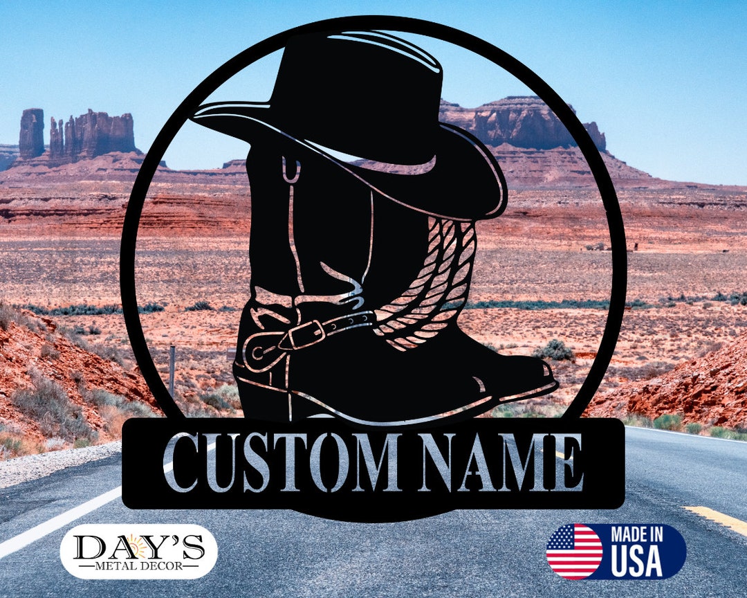 Cowboy Personalized Metal Sign, Metal Signs, Cowboy Hat Metal Sign ...
