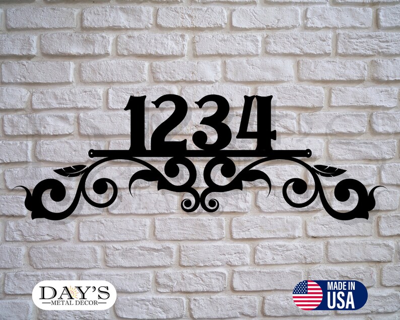 Personalized Scroll House Numbers Metal Sign - Etsy