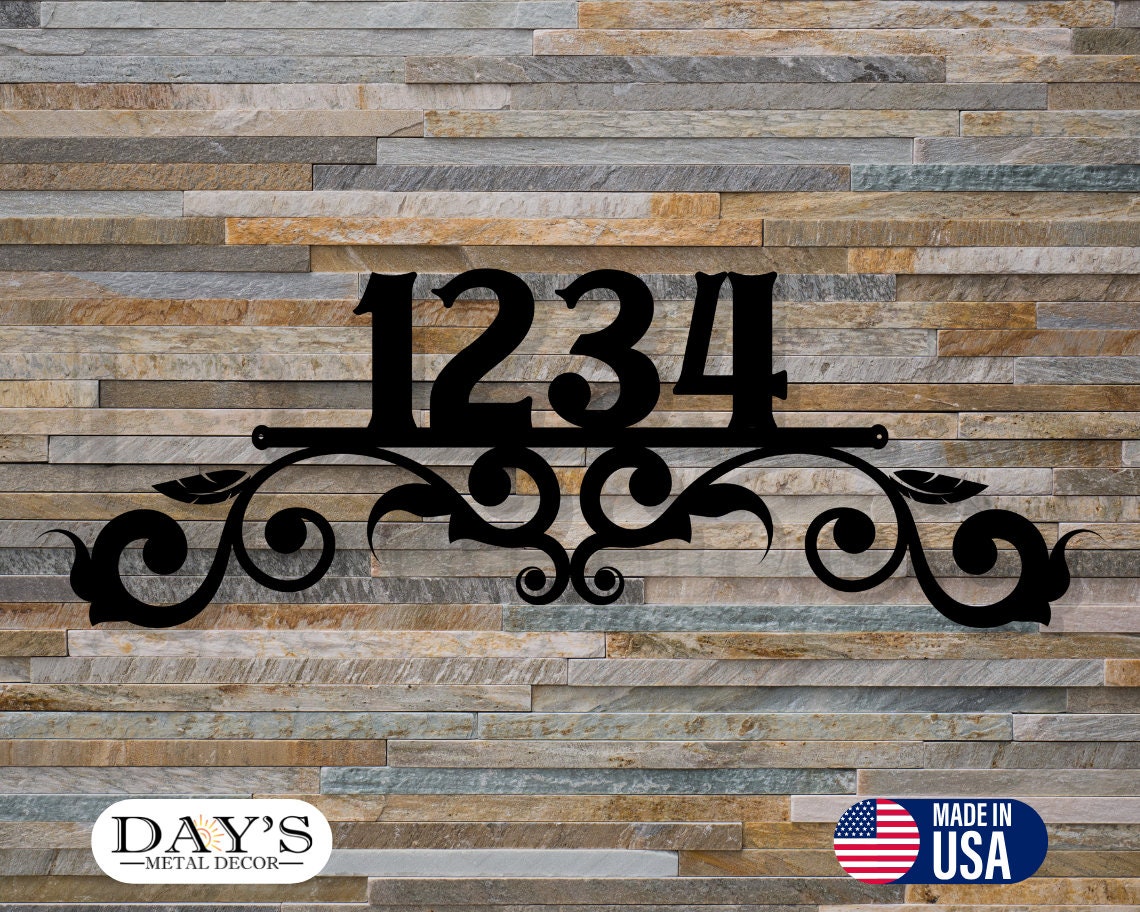 Personalized Scroll House Numbers Metal Sign - Etsy