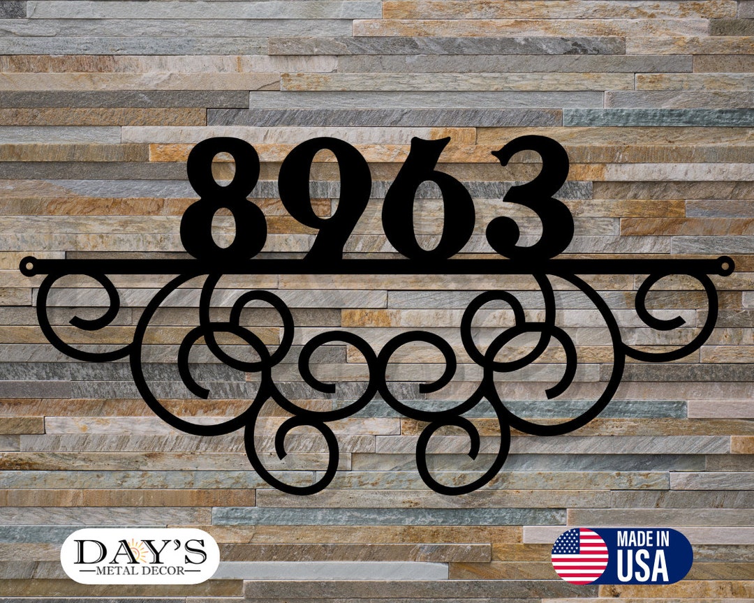 Personalized Scroll House Numbers Metal Sign - Etsy