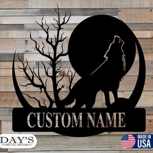 Wolf Personalized Cutout Metal Sign Wall Decor Wolfs Wolf Decor Metal ...