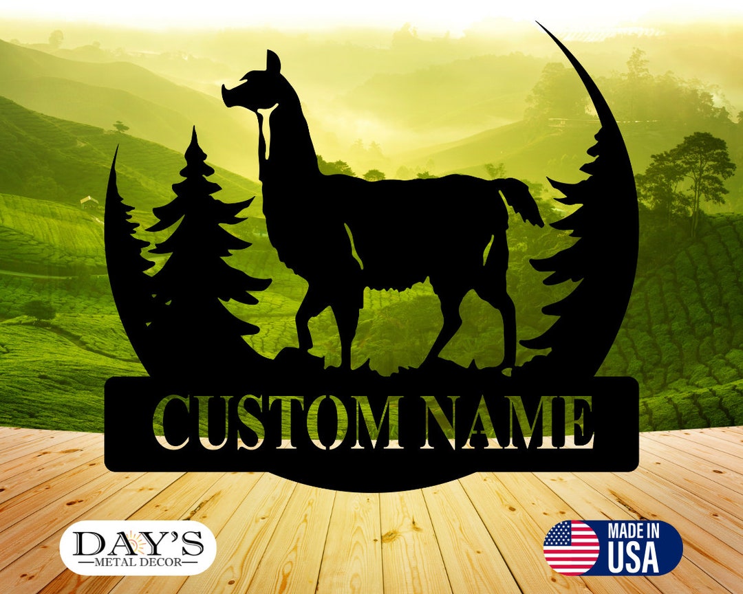 Llama Personalized Metal Sign, Metal Sign Art, Custom Llama Metal Sign ...