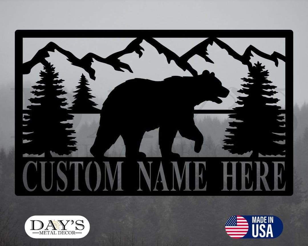 Personalized Bear Metal Sign, Personalized Bear Sign, Metal Sign, Bear ...