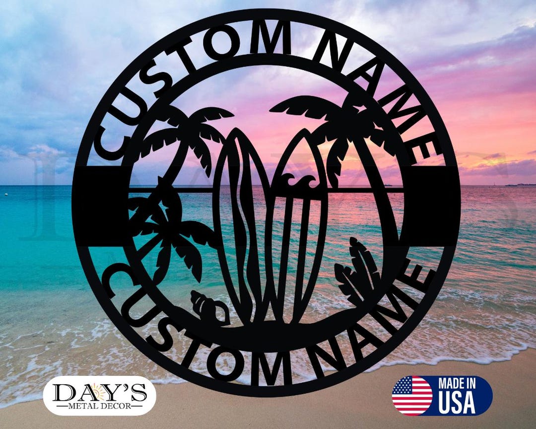 Tropical Themed Personalized Metal Sign Outdoor Metal Sign Beach House ...