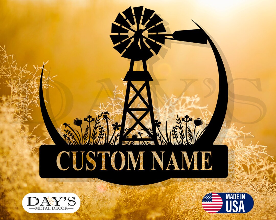 Windmill Farmer Personalized Metal Sign, Metal Farm Sign, Personalized ...