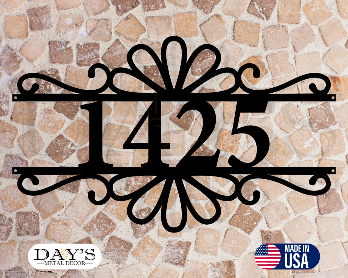 Personalized Scroll House Numbers Metal Sign - Etsy