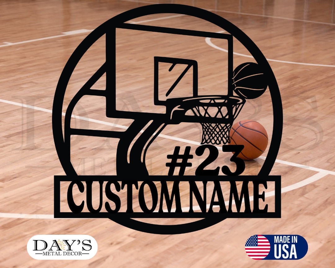 Basketball Player and Number Personalized Metal Sign, Basketball Player ...