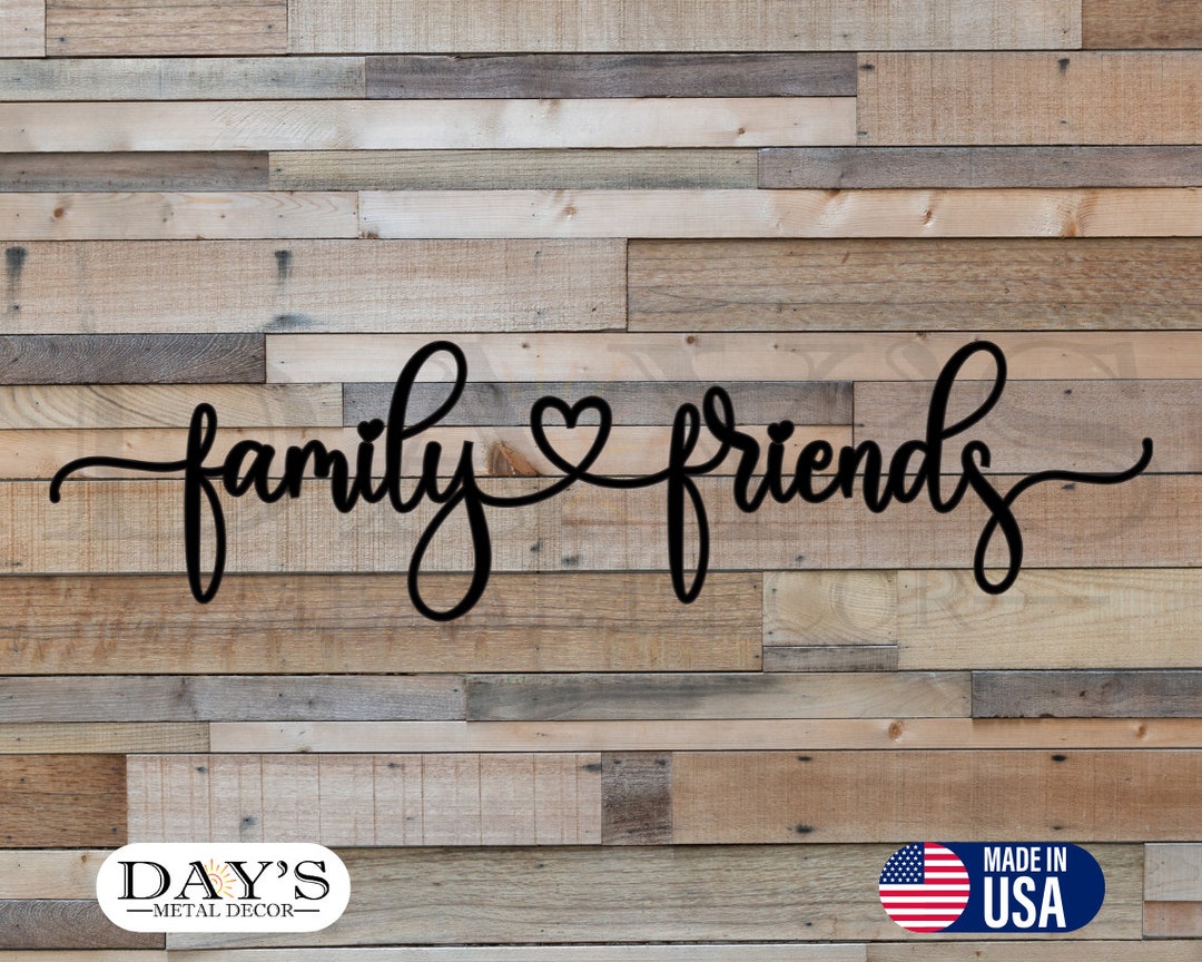 Family and Friends Metal Word Art, Indoor Outdoor Family Metal Sign ...