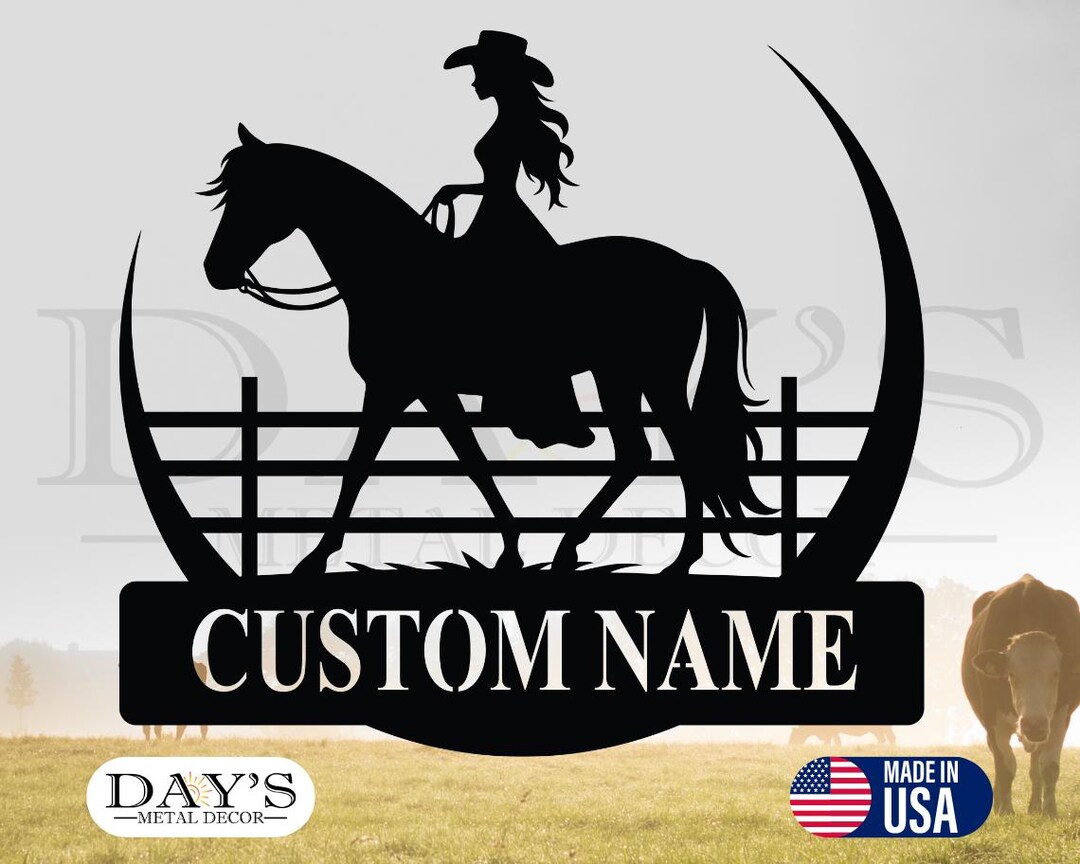 Cowgirl Personalized Western Monogram Metal Sign, Western Decor, Farm ...