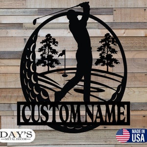 Men's Golf Personalized Monogram Metal Sign, Wall Art Decor, Sports ...