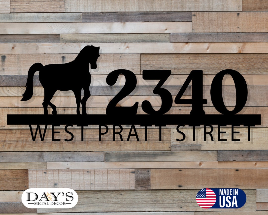 Horse Themed Custom Address Metal Sign - Metal Signs - House Numbers ...