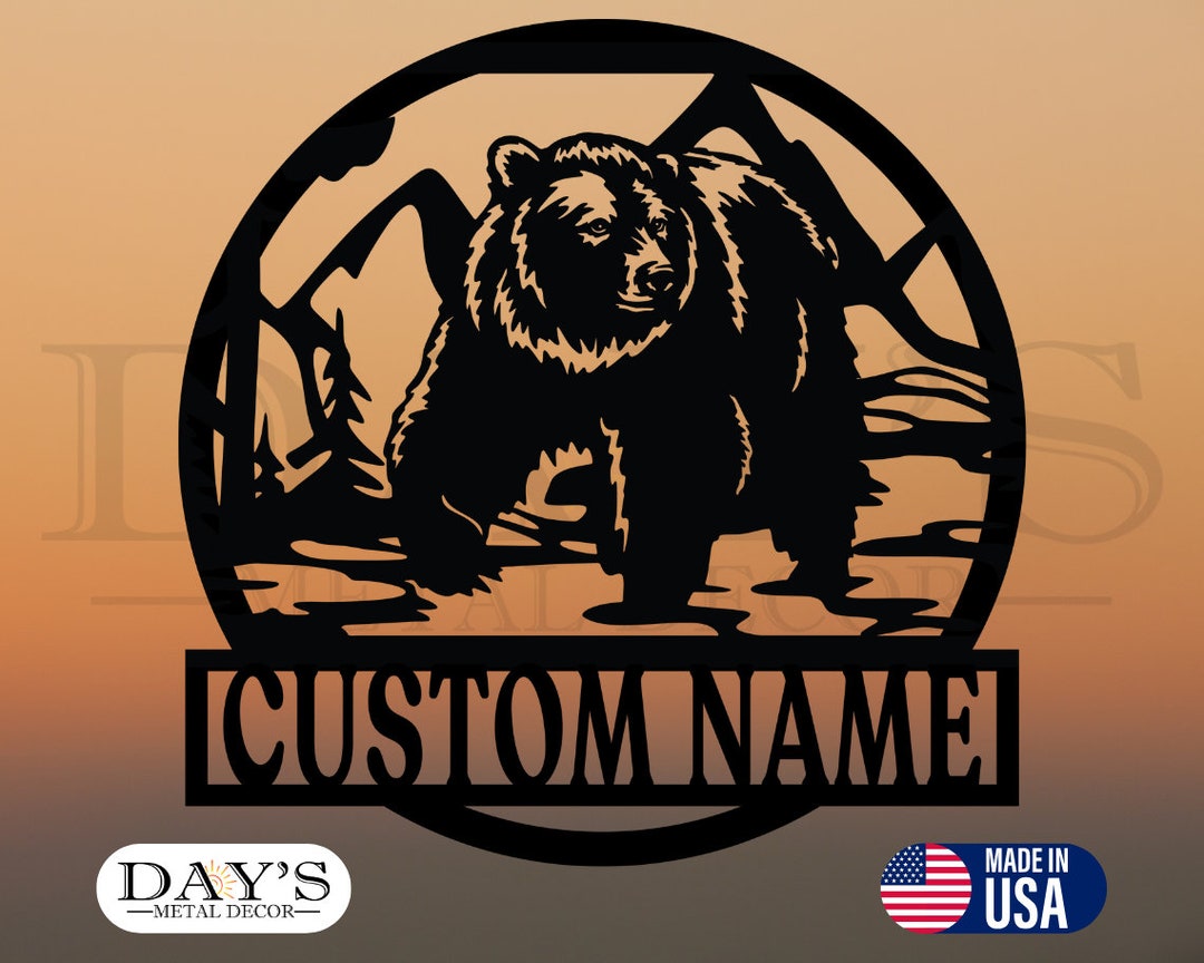 Personalized Bear Metal Sign, Personalized Bear Sign, Metal Sign, Bear ...