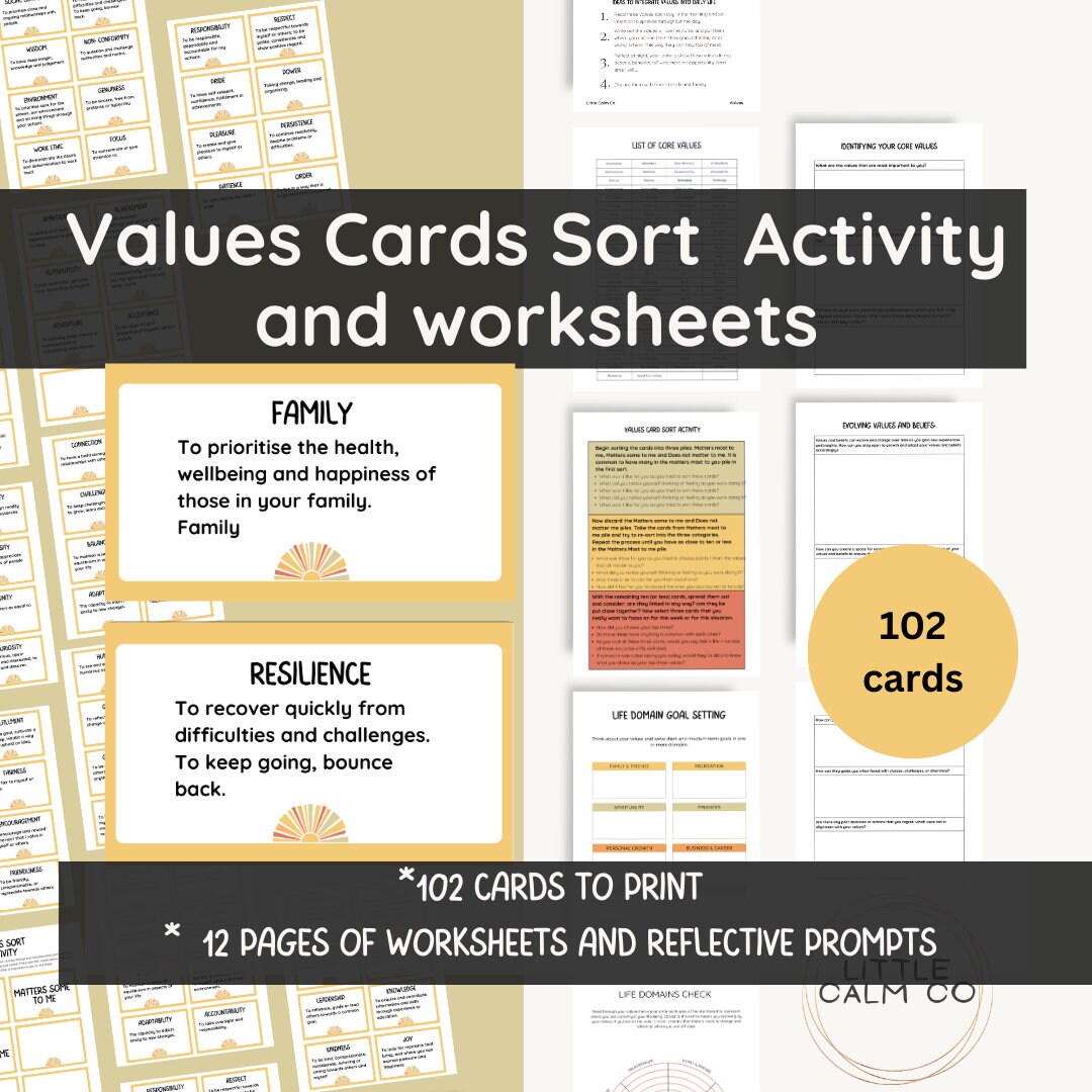 Acceptance and Commitment Therapy Values Cards | Personal Values Card ...