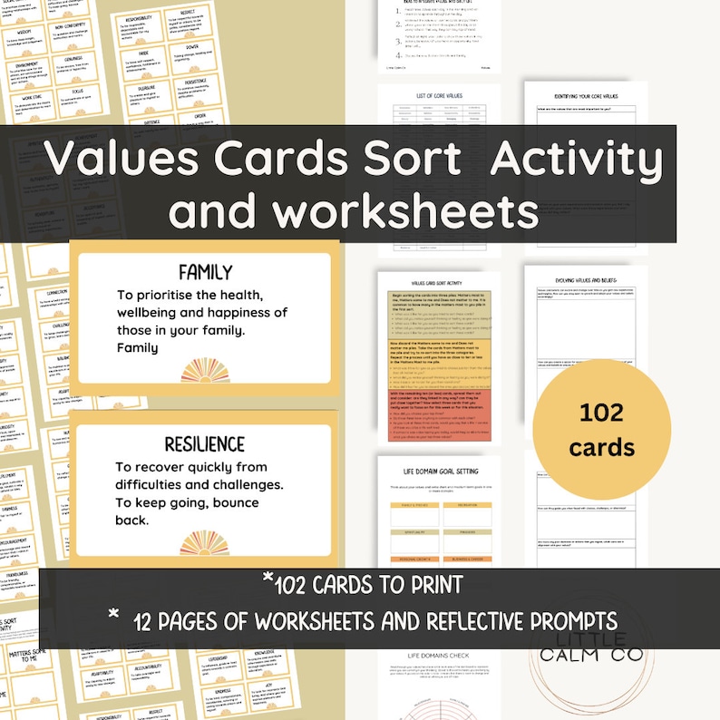 Acceptance and Commitment Therapy Values Cards | Personal Values Card ...