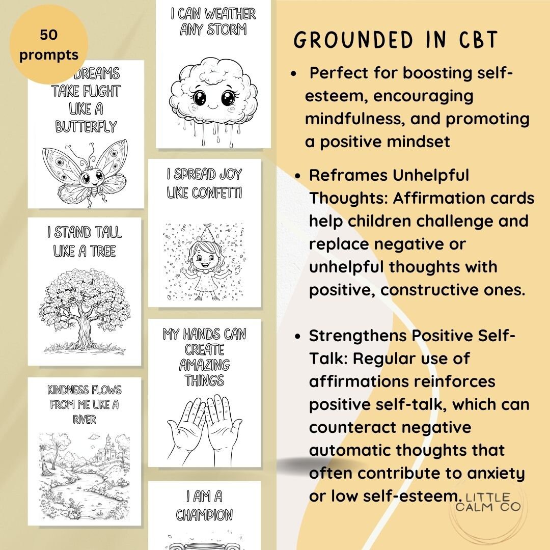 Positive Kids Affirmation Cards, Motivational Coloring Cards for ...