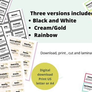 Personal Values Card Exercise | 101 Values Card to Print | Core Values ...