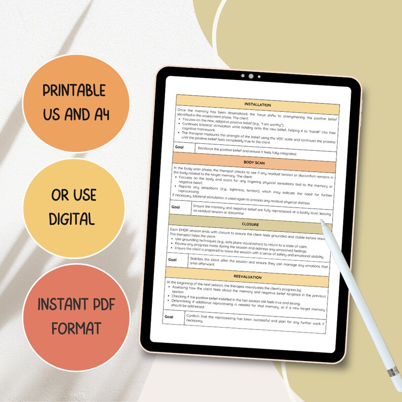 8 Phases of EMDR Client Handout, Psychoeducation, Therapist Cheat Sheet ...