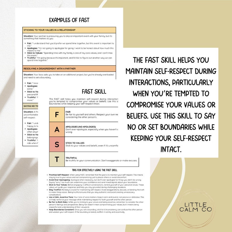 GIVE and FAST DBT Skills Handout, Interpersonal Effectiveness Handout ...