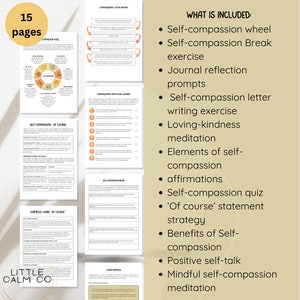 Self Compassion Worksheets | Exercises and Handouts | Self-validation Tool | Self Love | Inner ...