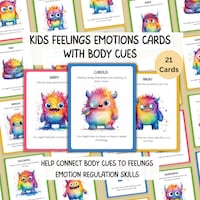 Set of 16 Printable Emotion Cards, Emotion Posters, Teaching Emotions ...
