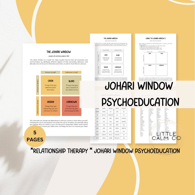 Johari Window Worksheet Psychoeducation, Relationship Therapy ...